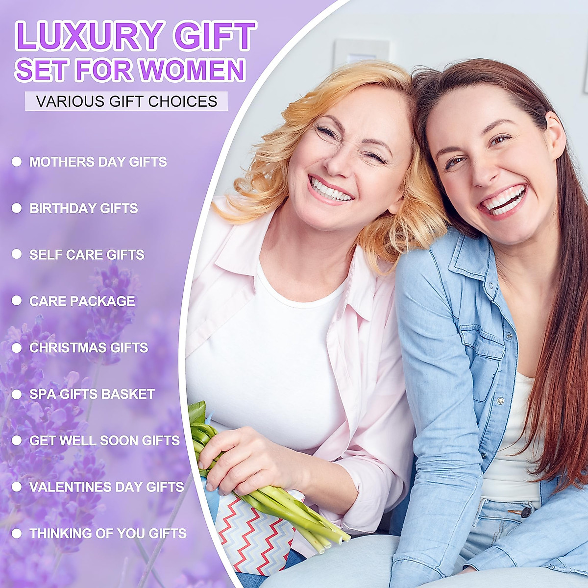 Gifts for Mom, Mothers Day Mom Gifts from Daughters Lavender Relaxing Gift Basket with Luxury Flannel Blanket Care Package, Unique Self Care Get Well Soon Gift, Birthday Gift for Women