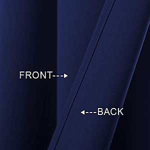 Navy Blue Short Curtains for Kitchen Pack 2 Panels Rod Pocket Thermal Insulated Room Darkening Light Cold Blocking Blackout Bathroom Curtains Window for RV Small Boys Bedroom Dark Blue, 34 X 24