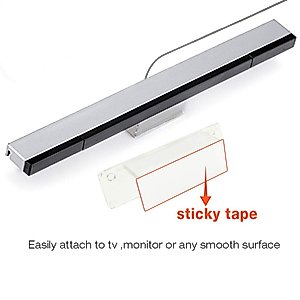 SOONORY for USB Wii Sensor Bar, Infrared IR Ray Motion Sensor Signal Receiver for Nintendo Wii and Wii U Console USB Port with Stable Stand(Black/Silvery)