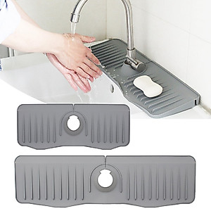 Sinknap Fit Sink Splash Guard Fade-resistant Faucet Drain Pad Kitchen Sink Splash Guard Durable Silicone Faucet Drain Pad for Clean Organized Kitchen Grey S