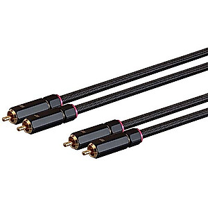 Monoprice Male RCA Two Channel Stereo Audio Cable - 6 Feet - Black, Gold Plated Connectors, Double Shielded with Copper Braiding - Onix Series