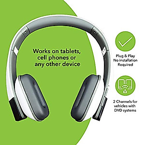 RP Accessories IR-698B Infrared Wireless Headphones, 2-Channel Folding Universal Rear Entertainment System IR Headphone for Car TV and DVD Player Audio, Set of 3 White