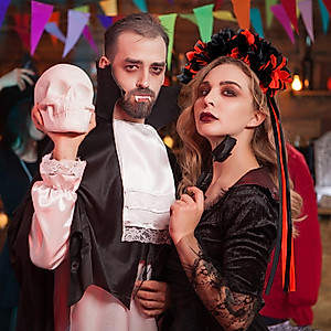 Riceshoot 3 Pcs Halloween Flower Headband Day of the Dead Floral Headband Mexican Flower Crown Headband Halloween Festival Wedding Headband for Women Girls Halloween Masquerade Bridal Party Dress up