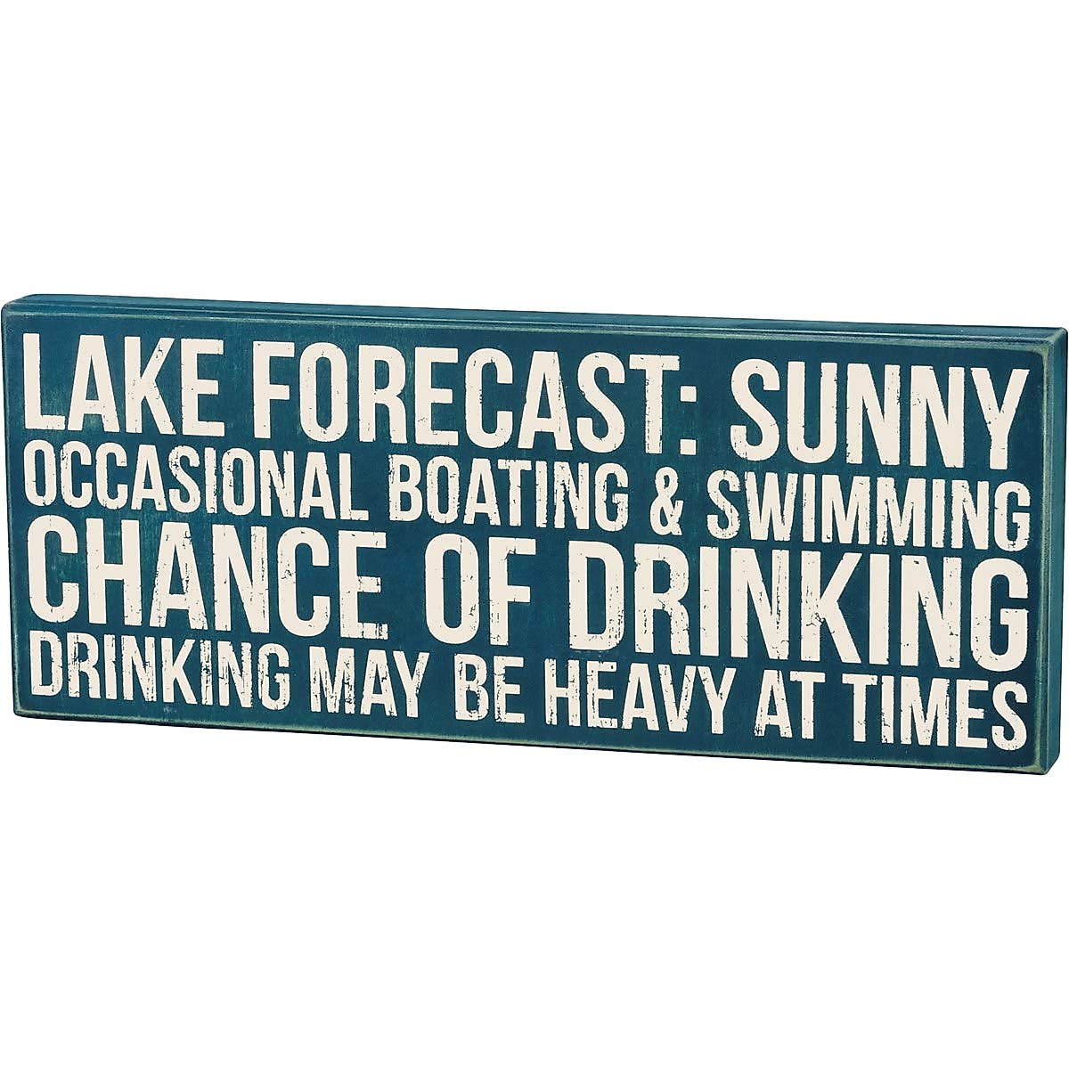 Primitives By Kathy Distressed Teal Box Sign, 20 x 8-Inches, Lake Forecast