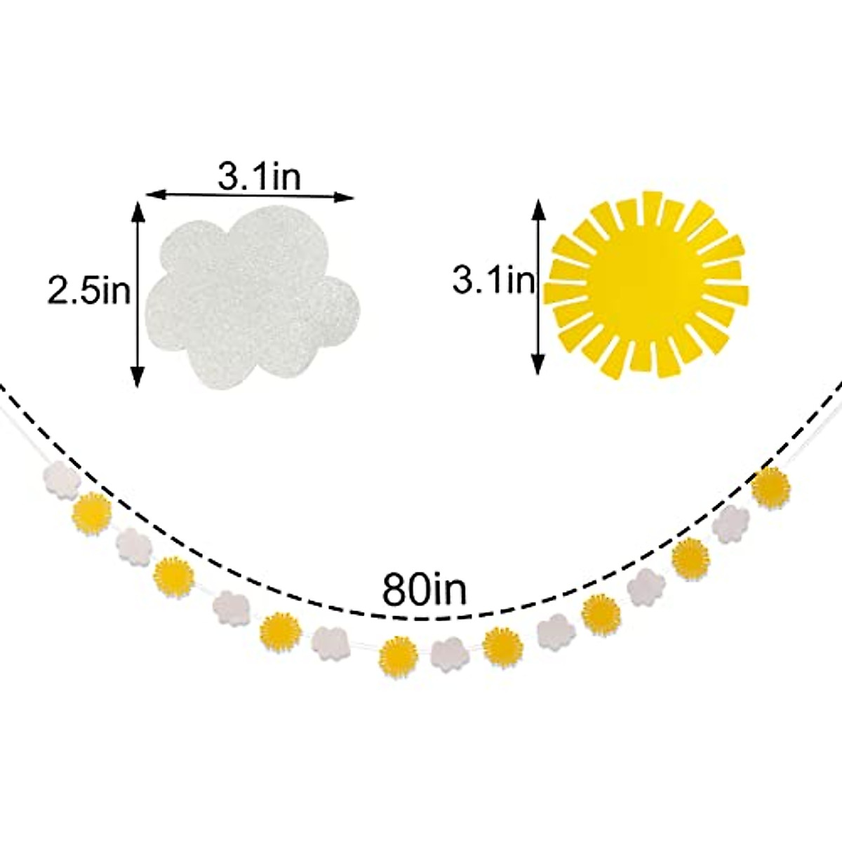 You Are My Sunshine Banner - Sunshine And Cloud Garland, First Birthday Sunshine Theme Party Decoration, Summer Cake Smash Bunting, You Are My Sunshine Baby Shower, Clouds Sun Summer Party Background Photo Props