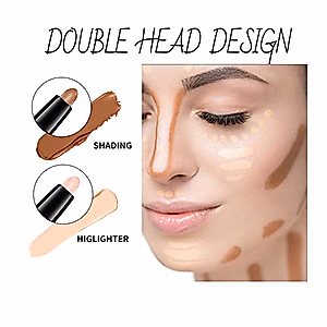 FREEORR 8 Colors Highlight Contour Stick, 2 in 1 Body Makeup Shding Stick, Face Highlighters Sticks,4 Packs Contouring Highlighting Foundation Shadow Cream Pen