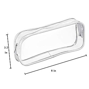 USUNQE 2 Pcs Clear Pencil Case PVC Pen Bag Cosmetic Pouch with Zipper for School Office Stationery (White)