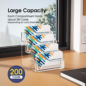 MaxGear Clear Business Card Holder 4 Pocket Business Card Display, Acrylic Business Card Stand for Desk or Counter with 4 Tier, 320 Card Capacity, 2 Pack