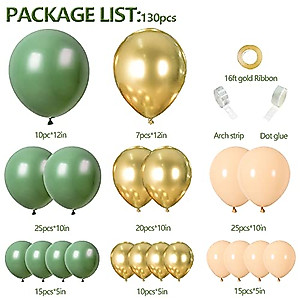 Sage Balloons Garland Kit Arch Olive Green Gold Baby Shower Birthday Bridal Party Decorations