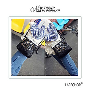 LaRechor Medium Crossbody Bag Multiple Pocket Women Shoulder Purse with Rivets Black