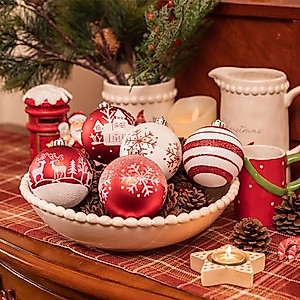 Valery Madelyn Christmas Tree Decorations Set, 16ct Red and White Shatterproof Christmas Ball Ornaments Bulk, 3.15 Inch Traditional Hanging Ornaments for Christmas Trees Xmas Holiday Party Decor
