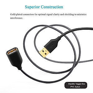 Besgoods USB Extension Cable, 4-Pack 6ft/2m USB 2.0 Extension Cable A Male to A Female Cable Extender Cord for Keyboard, Mouse, Printer - Black