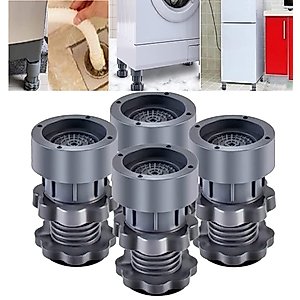 4 Pcs Adjustable Height Washing Machine Support, 2023 New Anti Vibration Pads Non-Slip Heighten Shock and Noise Cancelling Mat for Washer and Dryer Machine Support (Style-A (4 PCS))