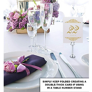 Paisley Wedding Table Numbers (Select Color/Quantity), Champagne, Gold, 1-50, Double Sided, Tent or Use in a Stand, Great for Parties & Restaurants - Made in the USA