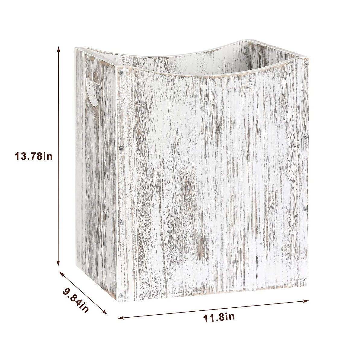 ETELI 2 Packs Wood Trash Can Rustic Waste Basket Small Wooden Garbage Can with Double Handles for Bedroom Bathroom Office Living Room, Rustic Grey White