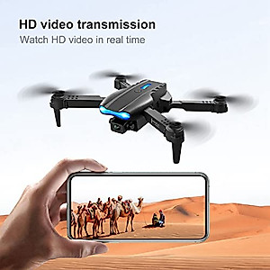Dual 1080P HD FPV Camera Remote Control Mini Drone - 2.4G WiFi Start Speed Adjustment Altitude Hold Headless Mode Foldable RC Quadcopter Toys Gifts for Adults Beginners Kids (Black)