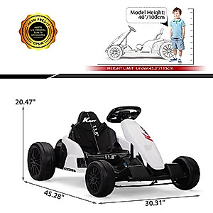 TOBBI 24V Electric Drifting Go Kart for Kids, Electric Ride On Toy w/85W*2 Motors, 8mph Max Speed, Safety Belt, Music, Horn, USB, Battery Powered Ride On Cars for Kids Ages 4-16 Years