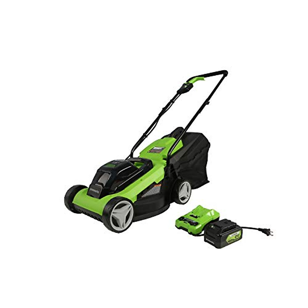 Greenworks 24V 13-Inch Cordless (2-In-1) Push Lawn Mower, 4.0Ah USB Battery (USB Hub) and Charger Included MO24B410
