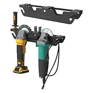 UNITEDPOWER Angle Grinder Holder - 2 Bay Angle Grinder Rack/Stand Storage Rack with Cord Hanger, Wall mount Bracket for Cutters Polishers, Garage and Workspace.