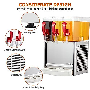 Commercial Beverage Dispenser, Towallmark 3 Tanks 7.93 Gallon 30L Commercial Juice Dispenser, 10 Liter Per Tank, 320W Stainless Steel Food Grade Ice Tea Drink Dispenser with Thermostat Controller