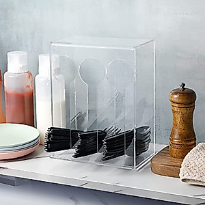 Acrylic Utensil Dispenser Clear Cutlery Organizer 3 Compartment Utensil Holder for Party Knife Spoon and Fork Holder Plastic Silverware Holder for Kitchen Countertop Flatware Restaurant Storage Caddy