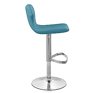 Zuri Furniture Modern Adjustable Leatherette Ellery Bar Stool with Chrome Base- Teal