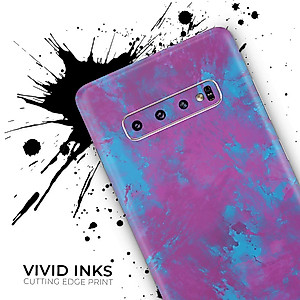 DesignSkinz Purple and Blue Paintburst Protective Vinyl Decal Wrap Skin Cover Compatible with The Samsung Galaxy S20 (Screen Trim & Back Glass Skin)