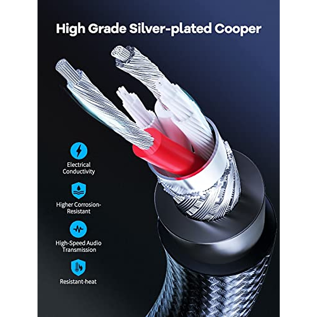 VIOY 1/4 to Dual RCA Audio Cable, Gold Plated Copper Shell Heavy Duty 6.35mm Quarter Inch Male TRS Jack to 2 RCA Phono Male Stereo Y Insert Splitter Adapter……