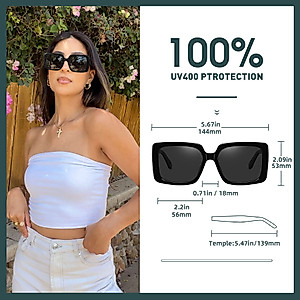 Fozono Vintage Square Polarized Sunglasses for Women Trendy 90s Thick Rectangle Sun Glasses UV400