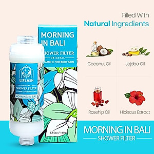 LIFLASH Vitamin C Shower Filter for Hard Water, Aromatherapy Softener Purifier, Help with Softer Skin and Hair Enhancement, for Universal Output Showerhead, Easy Installation (MORNING IN BALI)