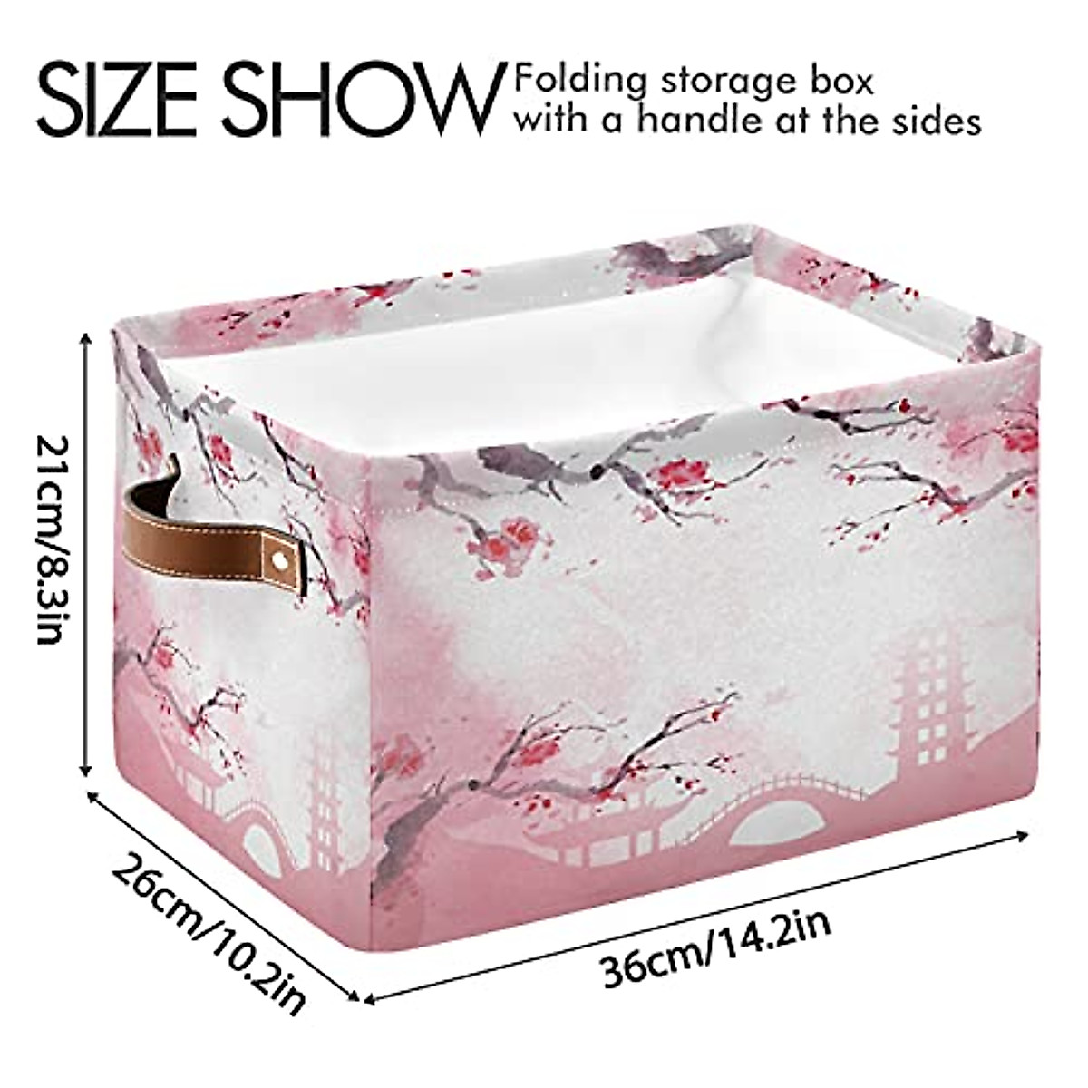 xigua Japanese Cherry Blossom Storage Bin for Toy Storage Basket Dirty Clothes Sundries Office Home Closet Organizer Shelf Cube Box Waterproof Laundry Basket