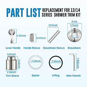 Replacement for Delta Classic 13 Series Single-Function Trim Kit, T13020-SS Brushed Nickel Shower Handle, Fit Delta Shower Valve R10000 Series (Cartridge Not Included)