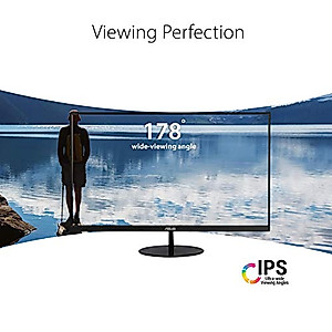 ASUS VL249HE 23.8” Eye Care Monitor, 1080P Full HD, 75Hz, IPS, Adaptive-Sync/FreeSync, Eye Care, HDMI VGA, Frameless Slim Design, VESA Wall Mountable