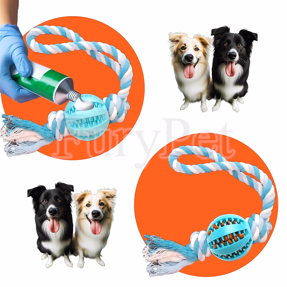 FuryPet - Dog Toys, Treat Dispensers, Rope Ball Dog Toy, Dog Yard Toys, Ball on Rope Dog Toy, Best Outdoor Toys for Dogs, Puppy Teething Chew Toy, Puppy Teething Toy Small and Medium Breeds(Green)