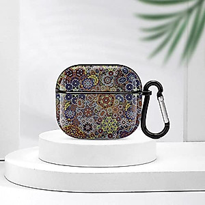 Vintage Psychedelic Paisley Motif Printed Bluetooth Earbuds Case Cover Compatible for Airpods 3 Protective Storage Box with Keychain