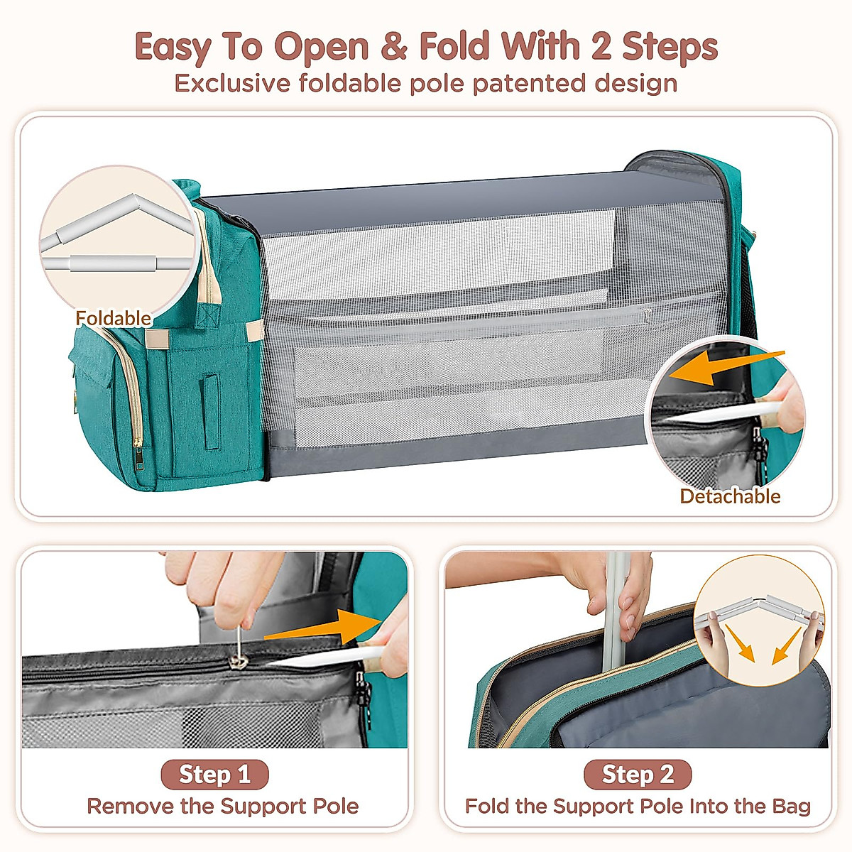 Gimars Diaper Bag Backpack, 5 in 1 Large Baby Bag, Waterproof Baby Diaper Bags for Travel with Insulated Milk Bottle Pocket, Large Capacity and Stroller Straps,Green