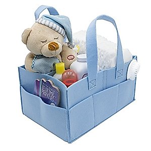 Sorbus Baby Diaper Caddy Organizer - Nursery Essentials Storage Bin for Diapers, Wipes & Toys, Newborn & Infant Portable Car Travel Storage Bag, Changing Table Organizer Gift (Blue)