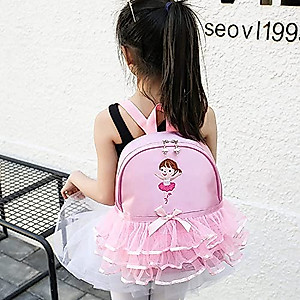 RZTA Ballet Dance Backpacks for Girls Ballerina Duffel Bags Tutu Dress Lace School Backpack (B2 Pink)