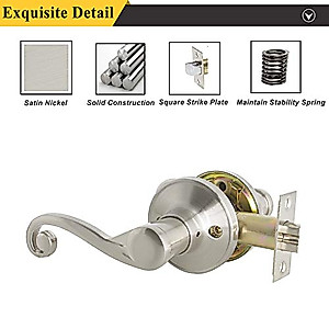 Probrico Wave Style Heavy Duty Satin Nickel Passage Door Levers, Non-Locking Interior Handles (Hall and Closet), Contractor Pack (10 Pack)