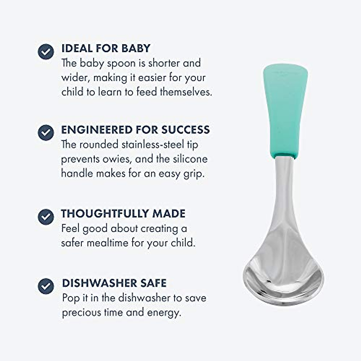 Avanchy® Stainless Steel Baby Bowls and Spoon Removeable Suction, Storage Lids Set for Babies Kids Toddler First Food Feeding Gray Baby Spoon