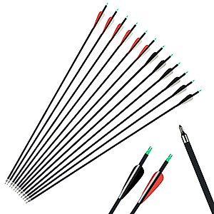NC93 28/30/32 Inch Archery Arrows Mixed Carbon Arrow Target Practice Hunting Arrows Spine 500 for Compound Recurve Long Bows 6/12pcs (32 inch, Black 12pcs)