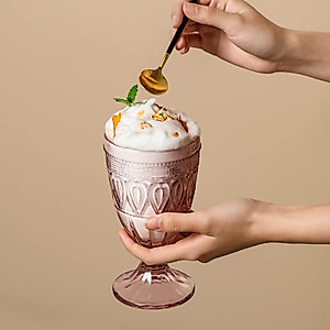 EVEREST GLOBAL Argus Collection Ice Tea Pink Goblet 10 oz set of 6 Stemware Beverage Colored Glass Ideal for Soda Cocktail Juice Water Kitchen Glassware for any Occasion Great Gift Idea for Women