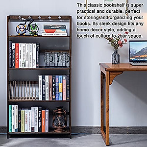 COPREE 4 Tier Bookshelf, Bamboo Book Shelves,Walnut-Colored Freestanding Book Rack Organizer Shelving Unit Storage for Living Room, Bedroom and Office