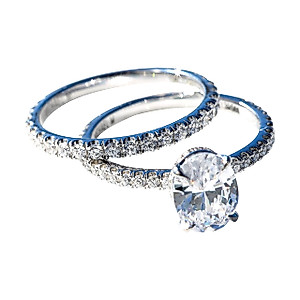 Central Diamond Center VOUS Oval Cut Solitaire Engagement Wedding Ring, Sterling Silver w/Pure Brilliance Zirconia - Size 6.5