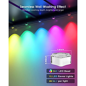 ASAHOM Permanent Outdoor Lights, 100ft Smart RGB Outdoor Lights Alexa with 70 Preset Scenes, IP67 Waterproof 72 LED Eaves Lights for Holiday Decor, Party, Daily Lighting, Smart APP & Voice Control