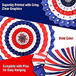 27 Pieces 4th of July Decorations Set, Red White Blue American Flag Hanging Honeycomb Paper Fans, Pom Poms, Swirls, Love USA Banner, Star Garland Patriotic Independence Day Outdoor Party Supplies