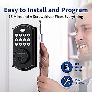 WiFi Smart Lock, Keyless Entry Door Lock with Remote Unlock, Easy to Install, Electronic Deadbolt with Voice Control, Security Door Lock Great for Front Door Home Use