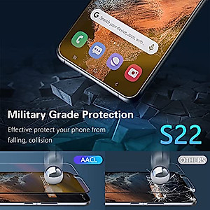 AACL [Fingerprint Compatible][2+2][2- Pack] Tempered Glass for Samsung Galaxy S22 5G Screen Protector+[2- Pack] Camera Lens Protector for Samsung Galaxy S22, [Easy Installation with Alignment]