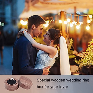 FINGERINSPIRE Walnut Wooden Engagement Ring Box 2.1x1.4inch Black Velvet Lining Round Magnetic Buckle Design Jewelry Ring Box Wood Ring Box for Proposal Wedding Ring Storage（Come with a Velvet Bag）