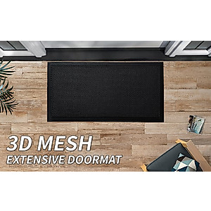 KaBesten Doormat, Anti-Slip Waterproof Door Mat for High Traffic Areas, Black,Red, Snowproof Welcome Mat for Front Door, Outdoor Indoor Entrance (RED, 35.4.23.6)